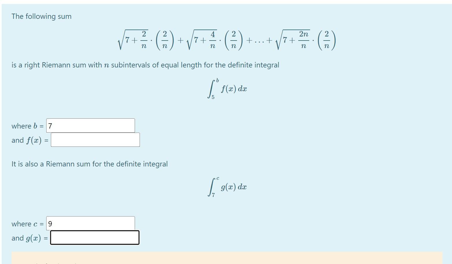 Solved The following sum 7+n2⋅(n2)+7+n4⋅(n2)+…+7+n2n⋅(n2) is | Chegg.com