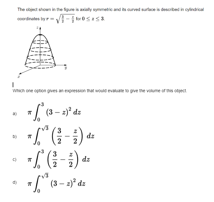 The object shown in the figure is axially symmetric | Chegg.com