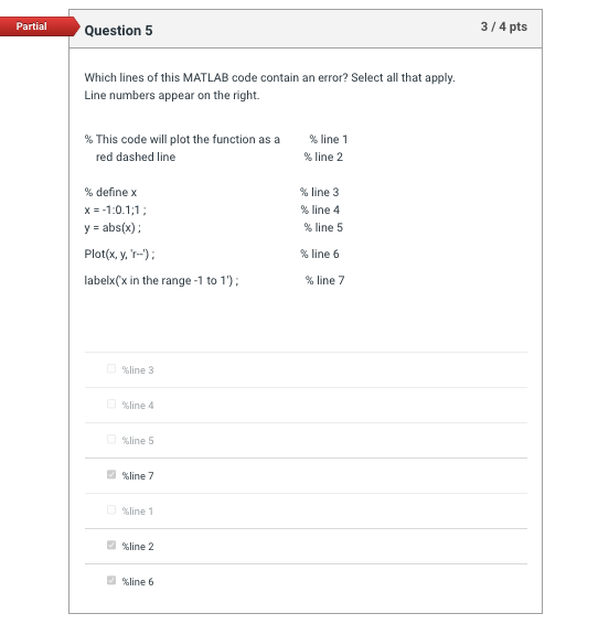Solved Which lines of this MATLAB code contain an error? | Chegg.com