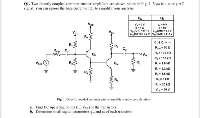 Solved Q1. Two directly coupled common emitter amplifiers | Chegg.com