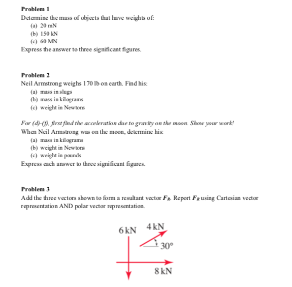 Solved Problem 1 Determine the mass of objects that have | Chegg.com