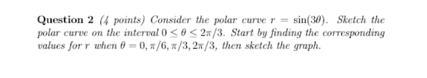 Solved Question 2 (4 points) Consider the polar curve | Chegg.com
