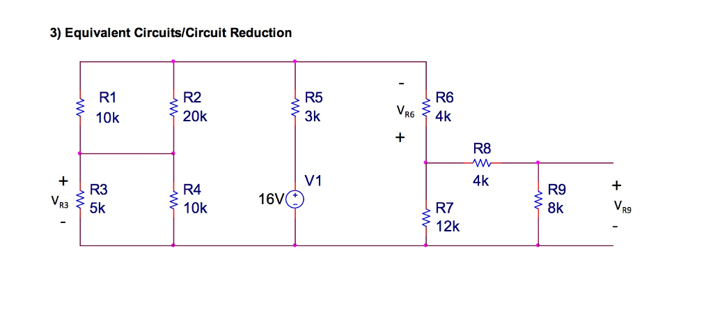 Solved 3) Equivalent Circuits/Circuit Reduction R1 10k R2 | Chegg.com