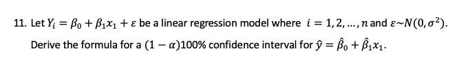 11. Let Yi = Be + B1X1 + ε be a linear regression | Chegg.com