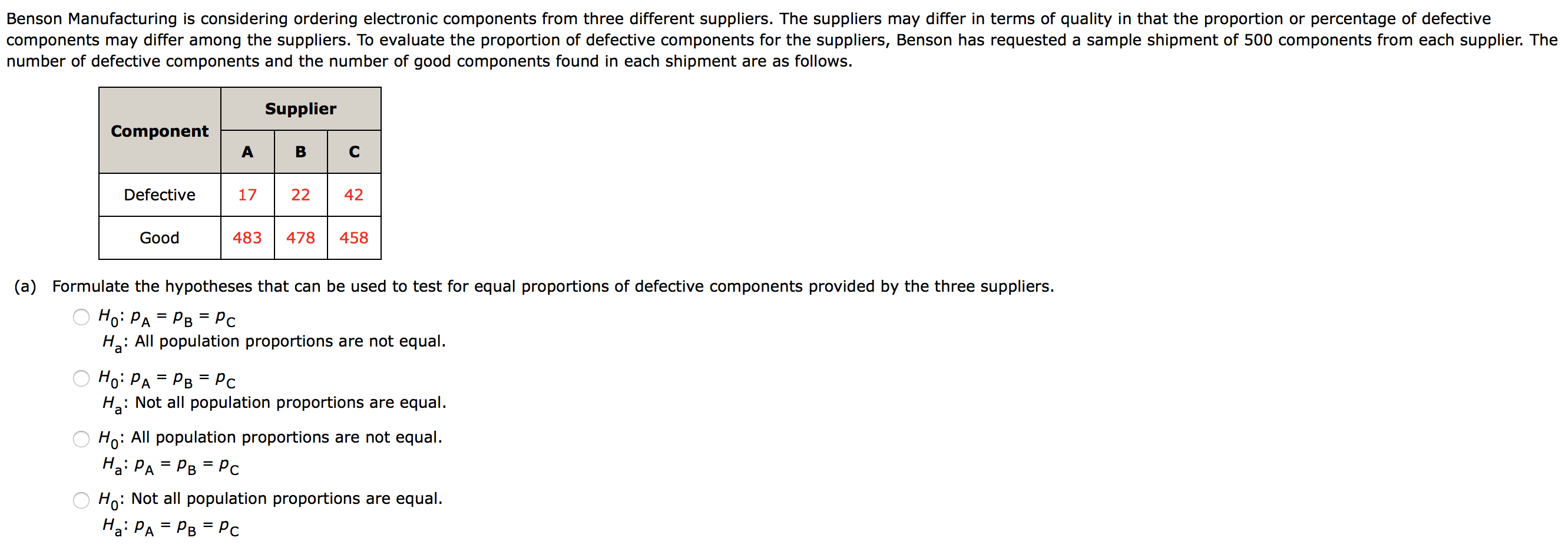 Solved Benson Manufacturing is considering ordering | Chegg.com