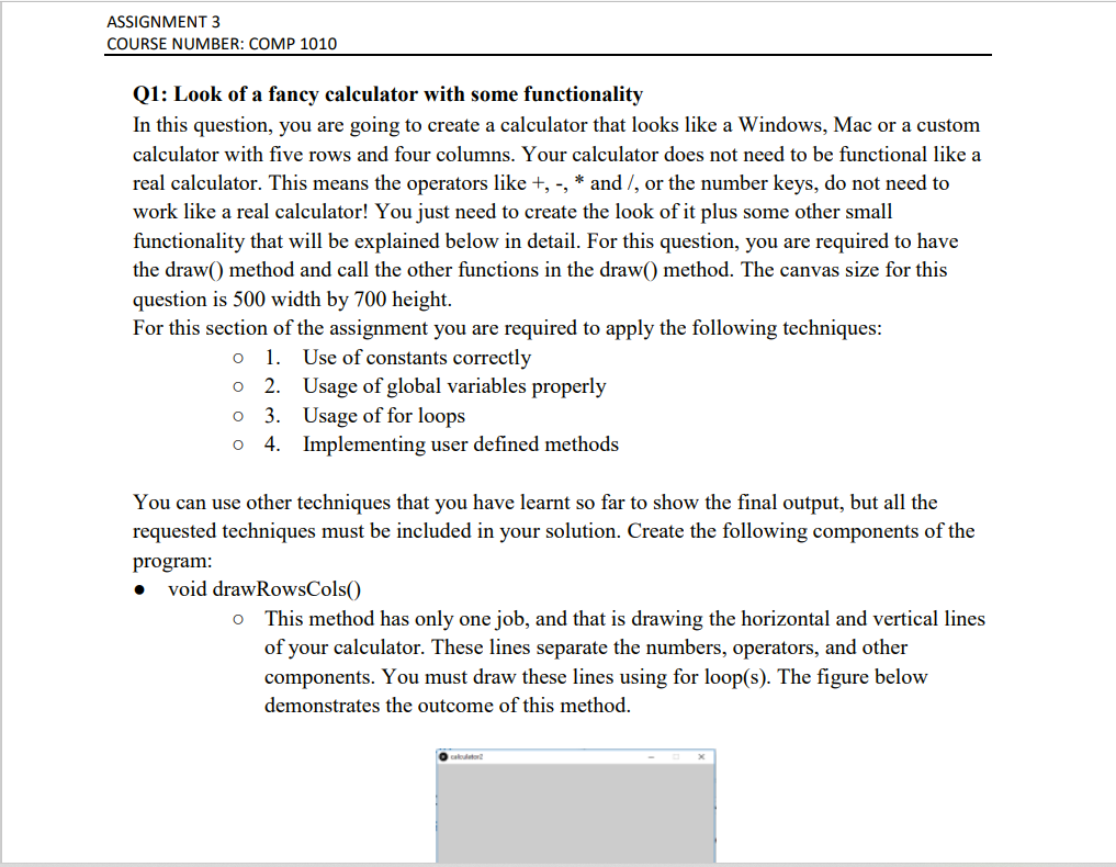 Solved Assignment 3 Course Number Comp 1010 Q1 Look Of A