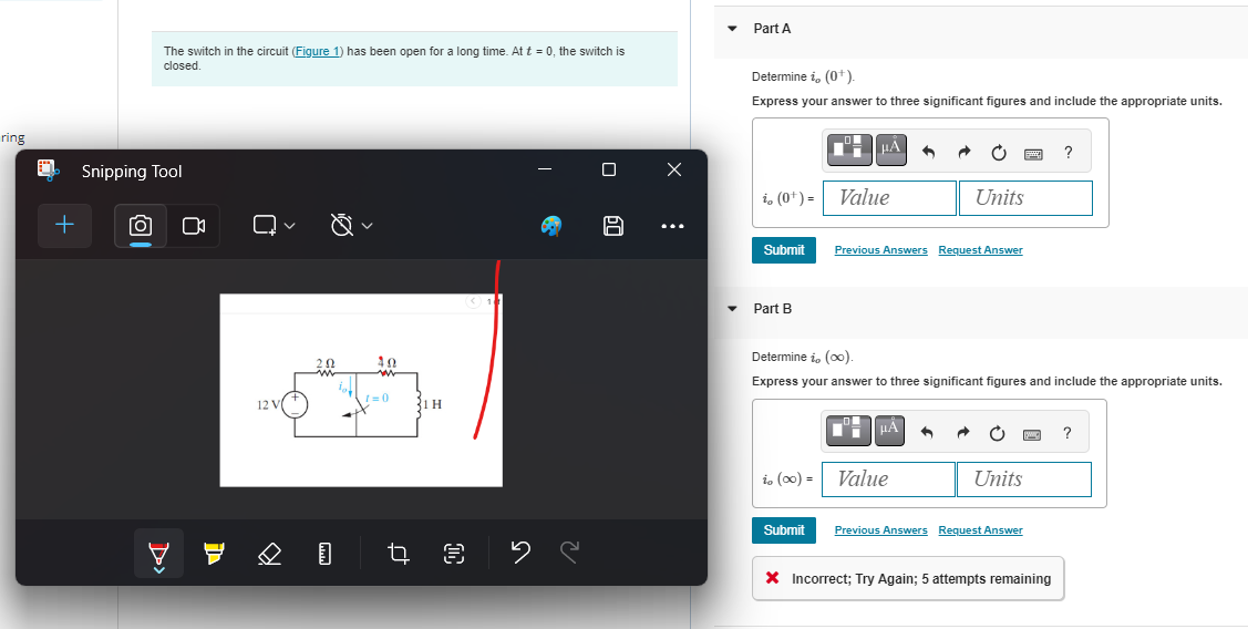 Solved The Switch In The Circuit Figure 1 ﻿has Been Open