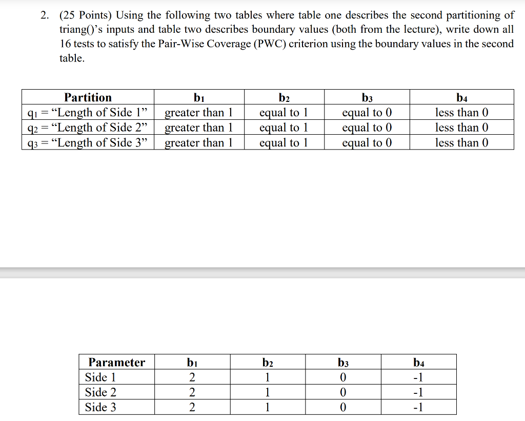 2. (25 Points) Using the following two tables where | Chegg.com