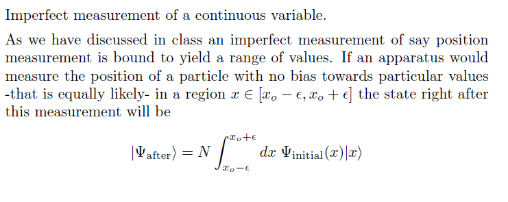 Solved Imperfect measurement of a continuous variable. As we | Chegg.com