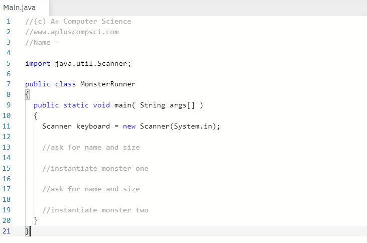Solved 1 00 Main.java //(C) A+ Computer Science 2 | Chegg.com