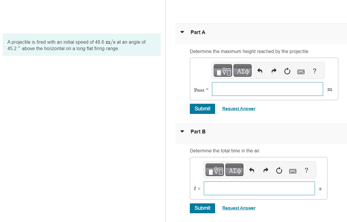 [solved] A Projectile Is Fired With An Initial Speed Of 48