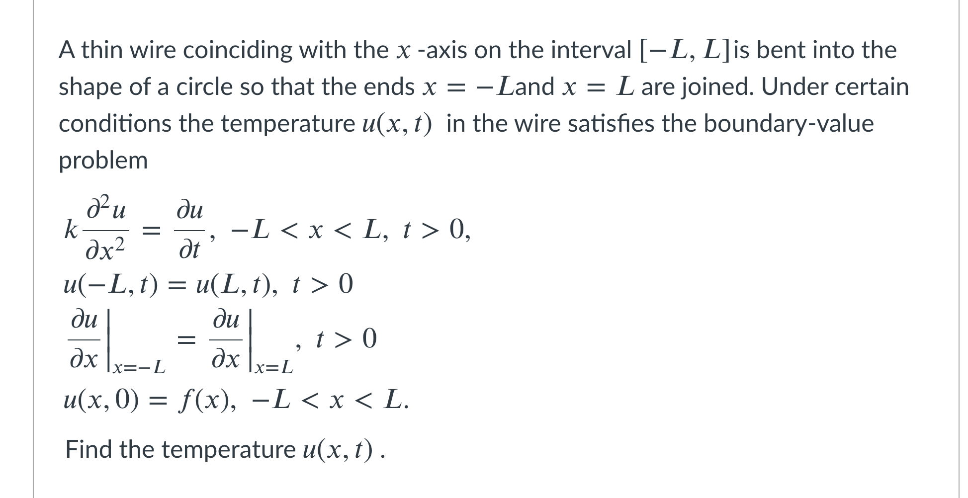 Solved A thin wire coinciding with the x -axis on the | Chegg.com