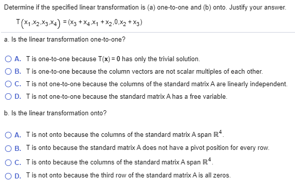 Solved Determine if the specified linear transformation is | Chegg.com