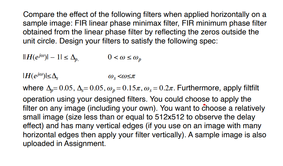 Solved Compare the effect of the following filters when | Chegg.com