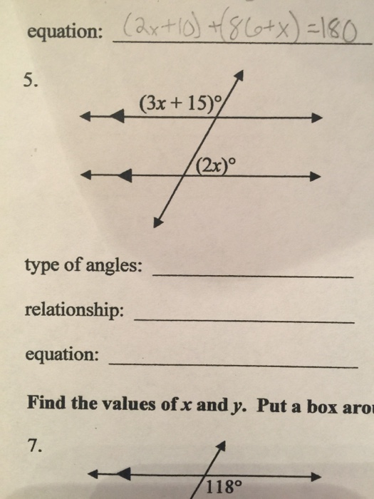 Solved Type of angles:___ relationship:___ equation:___ | Chegg.com