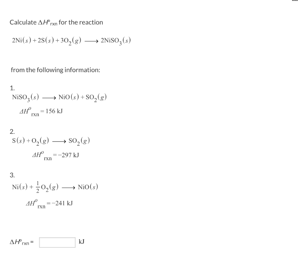 Solved Calculate ΔH∘rxn for the reaction 2Ni(s)+2 | Chegg.com