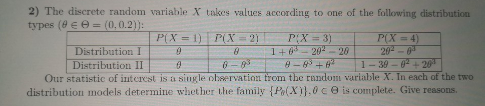 Solved 2) The discrete random variable x takes values | Chegg.com