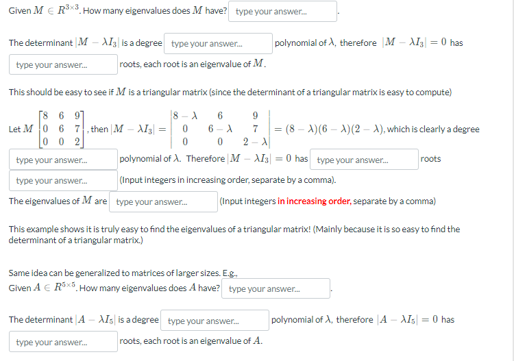 Solved Given M∈R3×3. How many eigenvalues does M have? The | Chegg.com