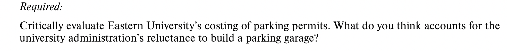 Solved Eastern University Parking Eastern University faces a | Chegg.com