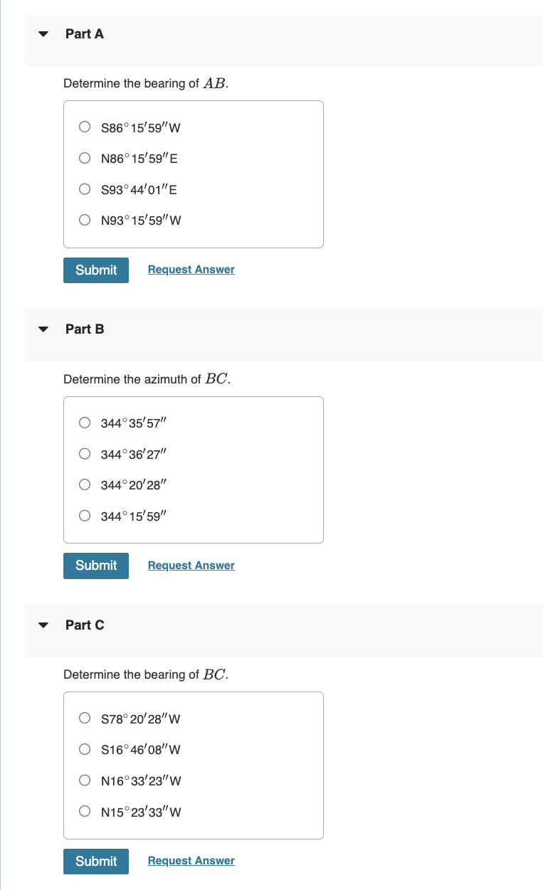 Solved Compute and tabulate the azimuths and bearings of all | Chegg.com