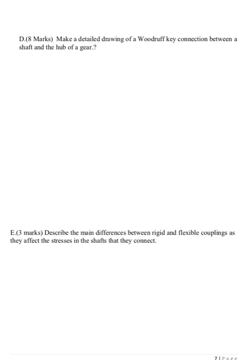 Solved D.(8 Marks) Make a detailed drawing of a Woodruff key | Chegg.com