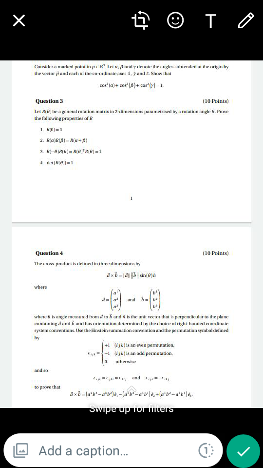 Solved Consider a marked point in p∈R3. Let α,β and y denote | Chegg.com