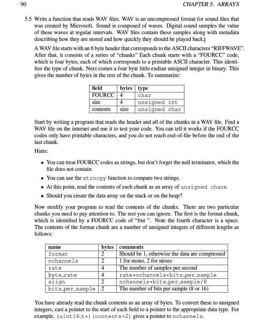 90 CHAPTER 5. ARRAYS 5.5 Write a function that reads | Chegg.com