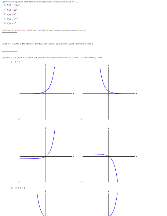 Solved (a) Write an equation that defines the exponential | Chegg.com