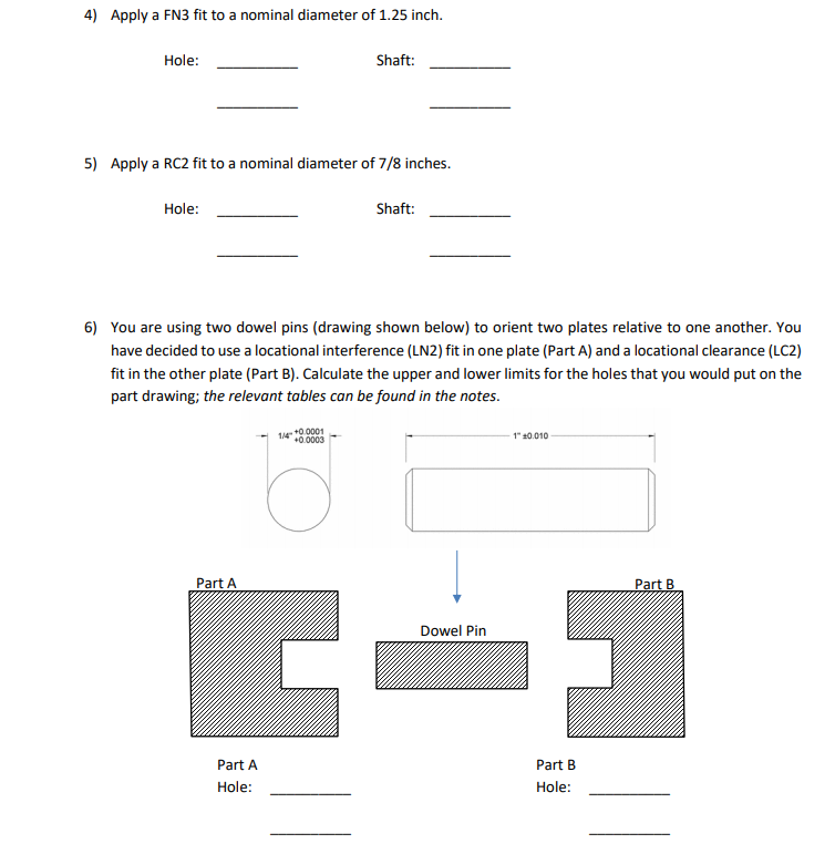 Solved 4) Apply a FN3 fit to a nominal diameter of 1.25 | Chegg.com
