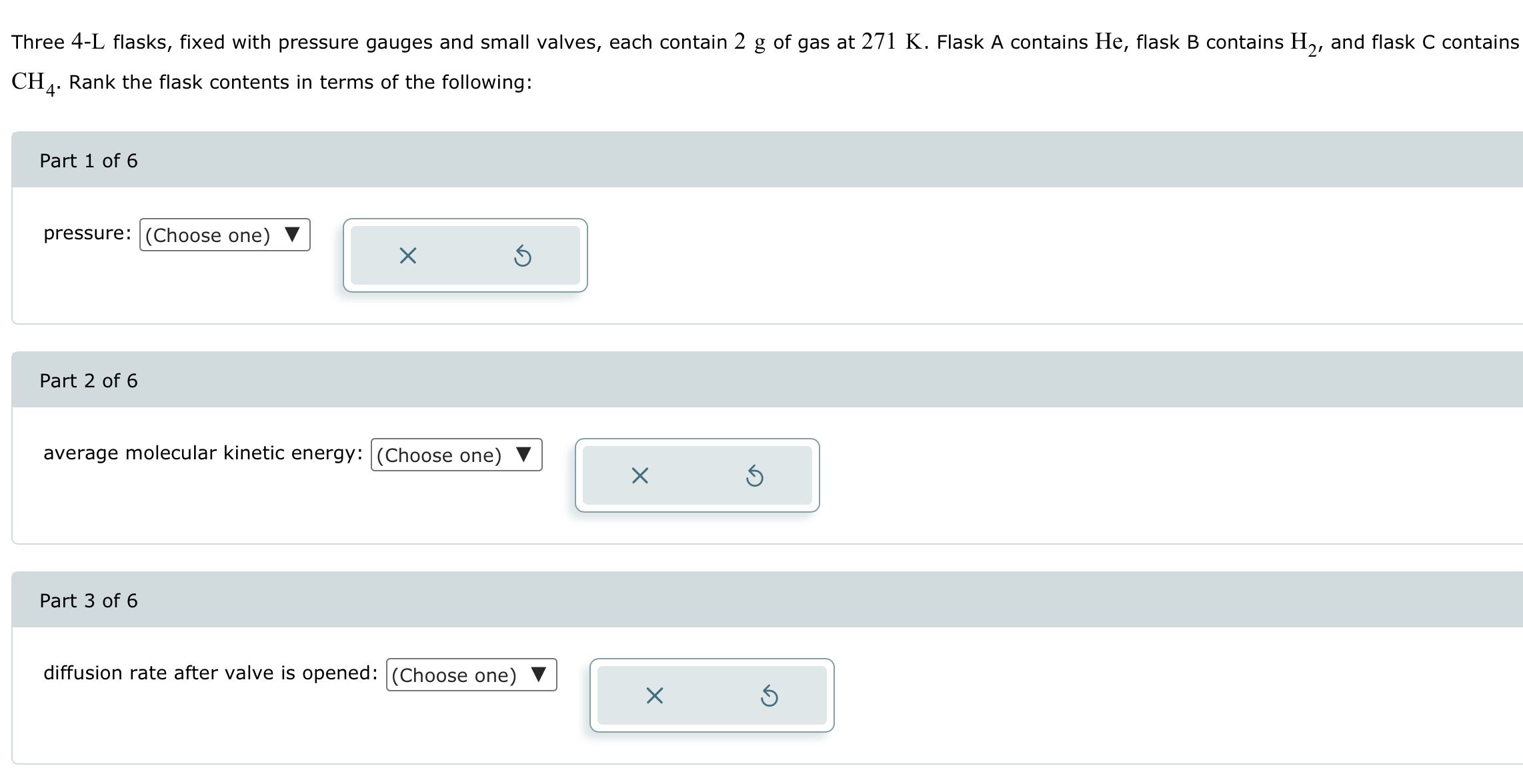 Solved Three 4-L flasks, fixed with pressure gauges and | Chegg.com