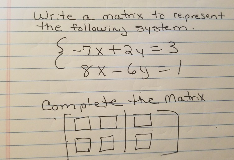 Solved Write a matrix to represent the following system. | Chegg.com