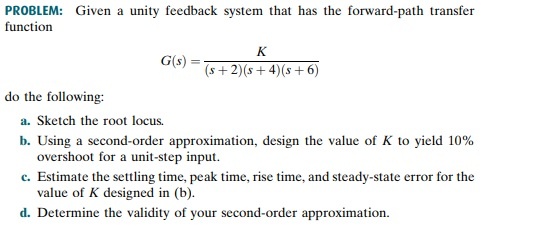 Solved PROBLEM: Given a unity feedback system that has the | Chegg.com