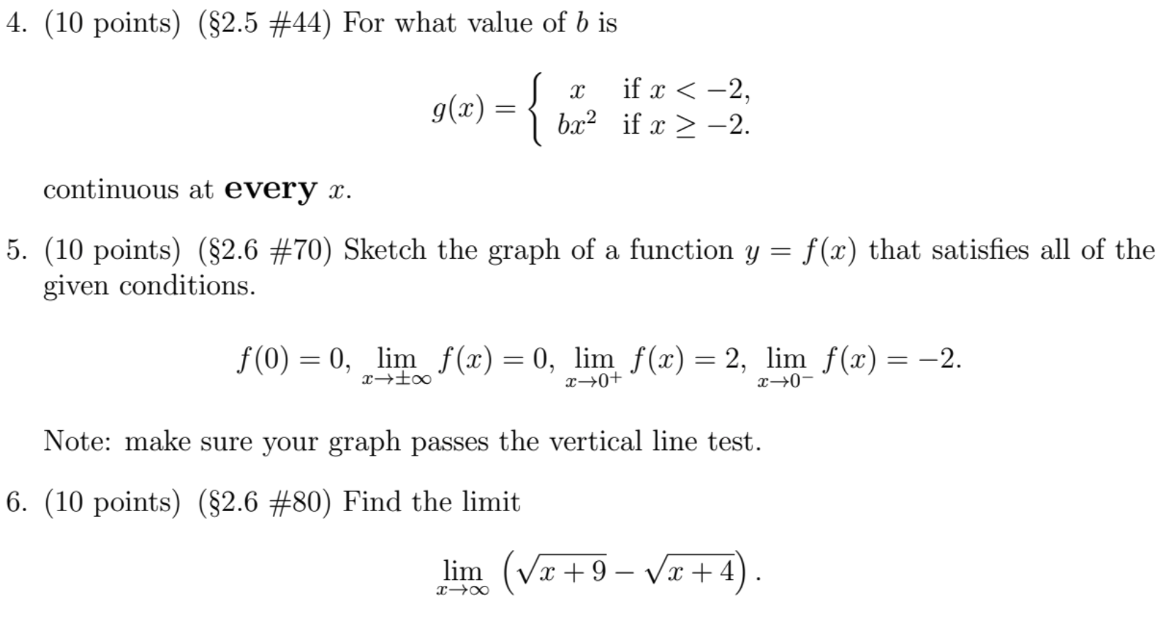 Solved 4. (10 points) (§2.5\#44) For what value of b is | Chegg.com