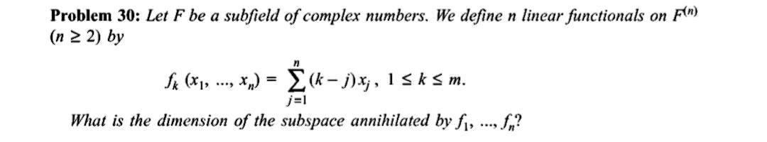 Solved Problem 30: Let F be a subfield of complex numbers. | Chegg.com