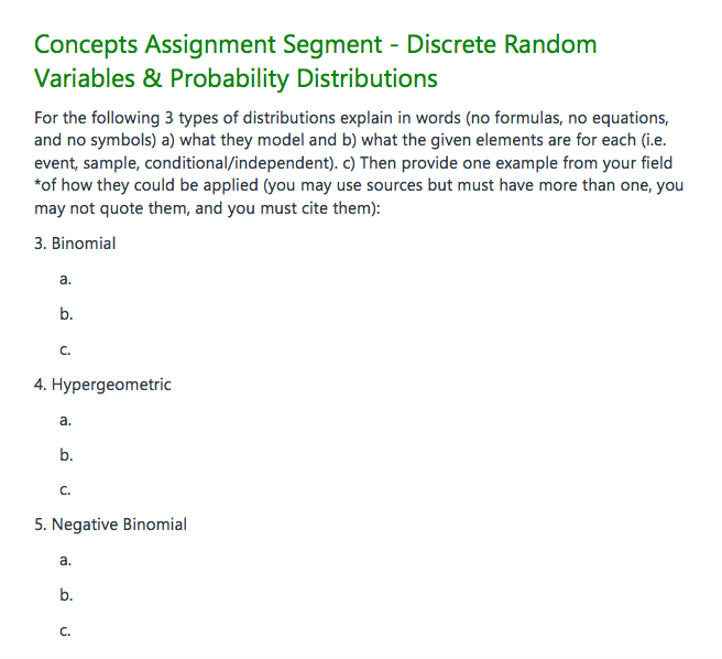 Solved Concepts Assignment Segment - Discrete Random | Chegg.com