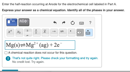 Solved Enter the half-reaction occurring at Anode for | Chegg.com
