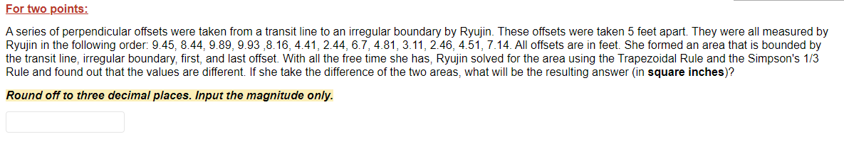 Solved A series of perpendicular offsets were taken from a | Chegg.com