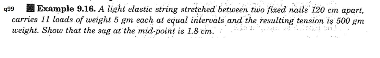 Solved 999 Example 9.16. A light elastic string stretched | Chegg.com