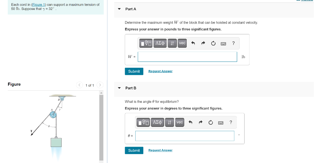 Solved Each cord in (Eigure 1) can support a maximum lension | Chegg.com