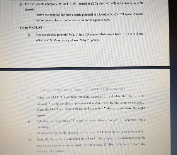 Solved (a) For two points charges 2 mC and -3 nC located at | Chegg.com