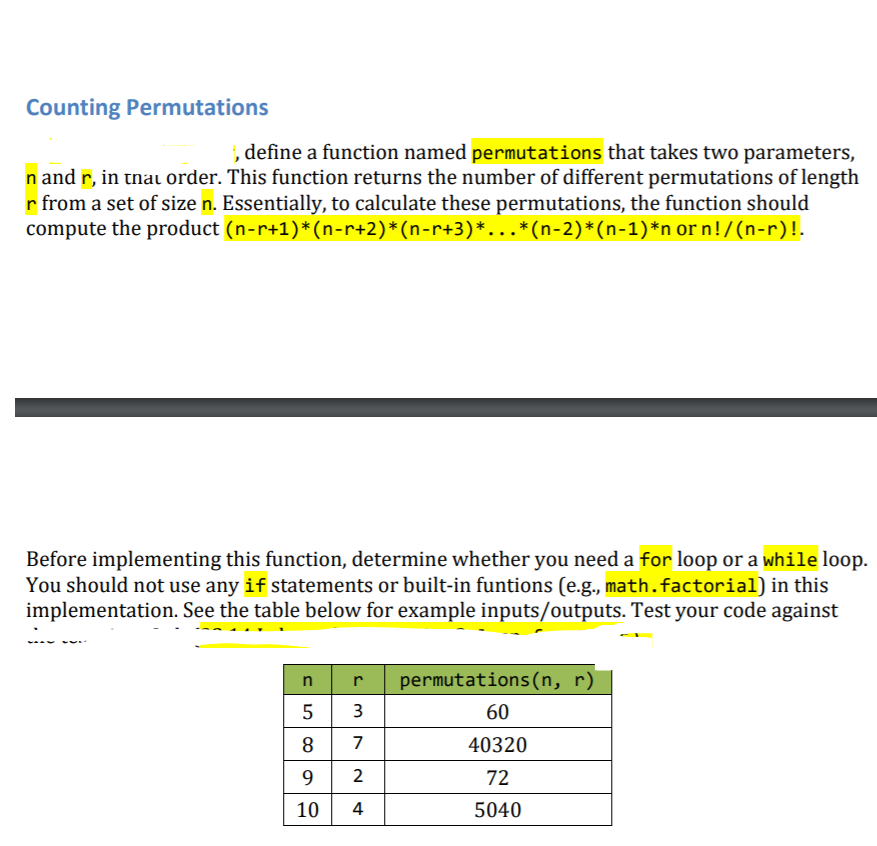 Solved Counting Permutations , define a function named | Chegg.com