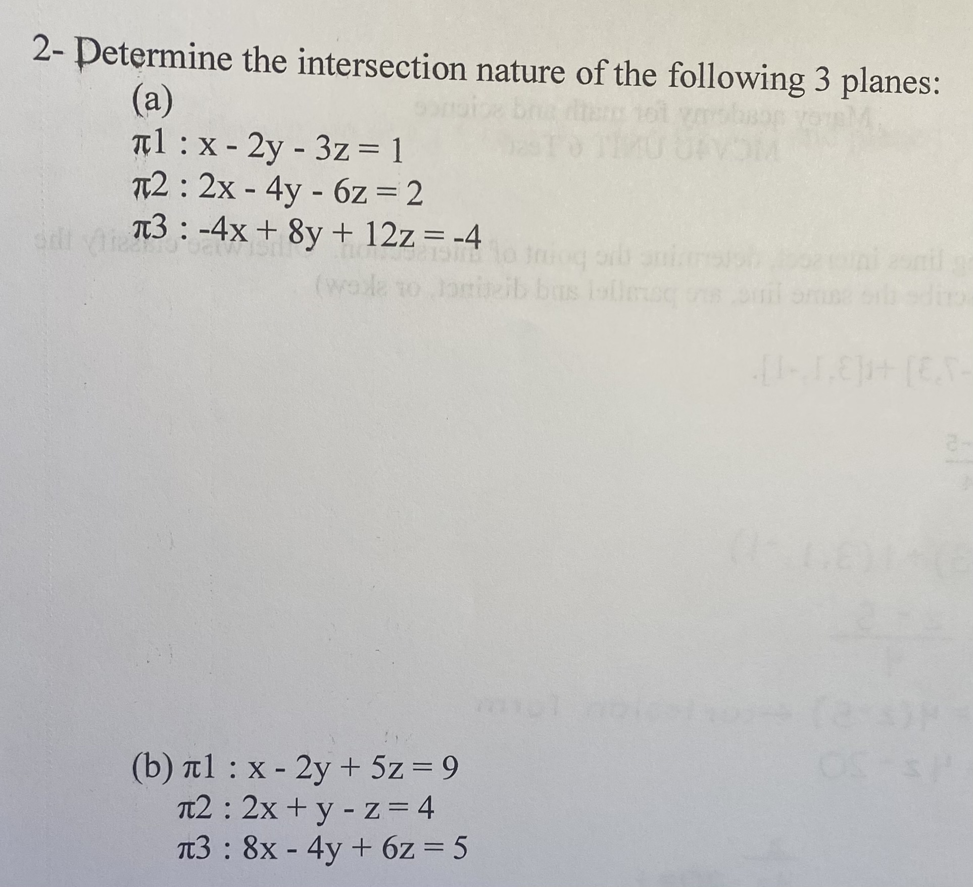 Solved 2- Determine the intersection nature of the following | Chegg.com