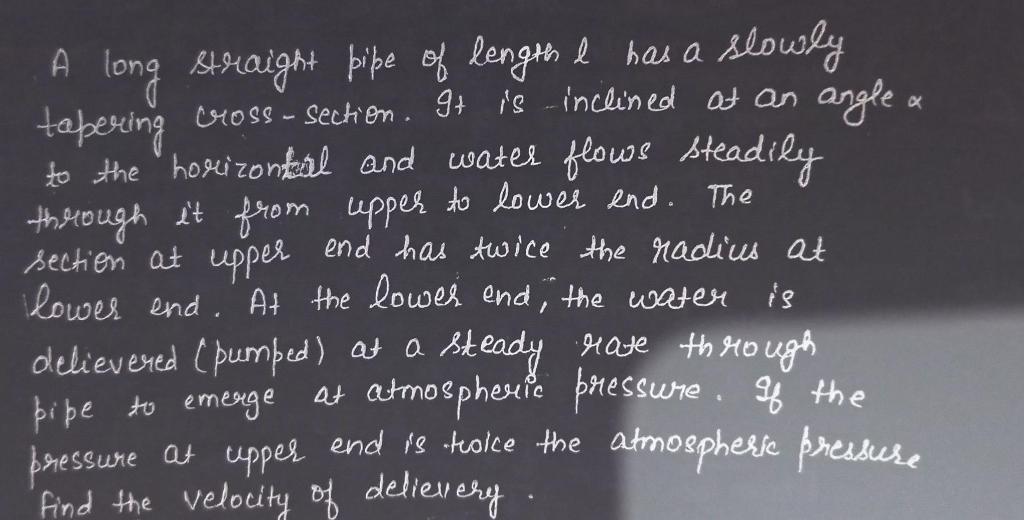 Solved A long straight pipe of length e has a slowly | Chegg.com
