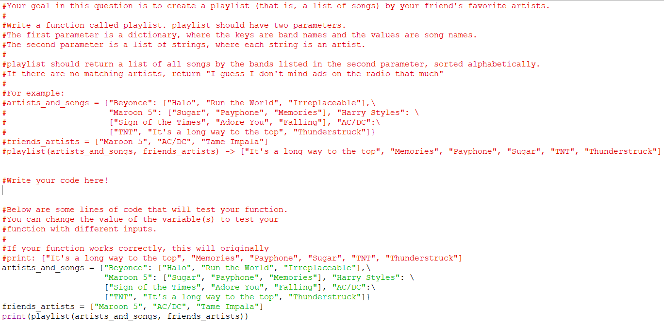 Solved #Your goal in this question is to create a playlist | Chegg.com