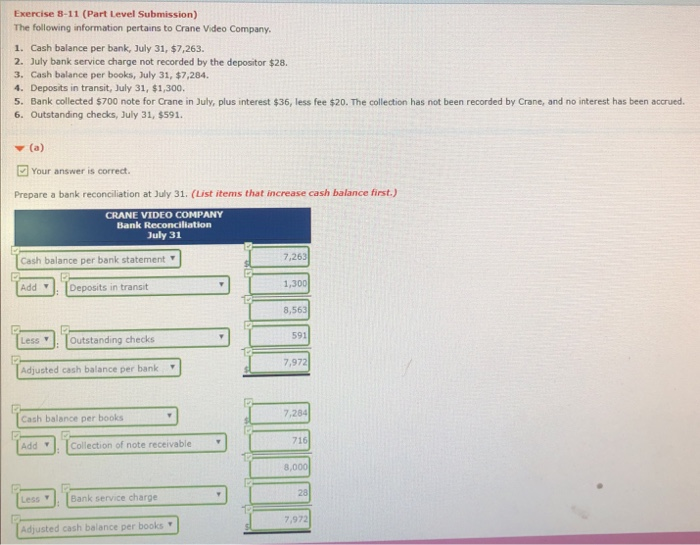 Solved Exercise 8-11 (Part Level Submission) The following | Chegg.com