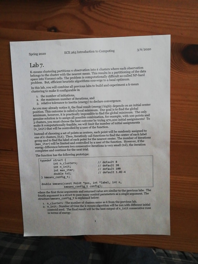 Spring 2020 ECE 263 Introduction to Computing | Chegg.com