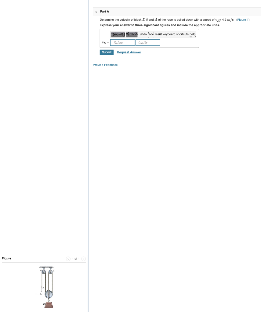 Solved - Part A Determine the velocity of block Difend A of | Chegg.com