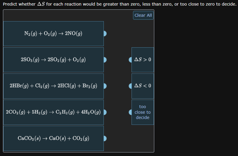 Solved Predict whether ΔS for each reaction would be greater | Chegg.com