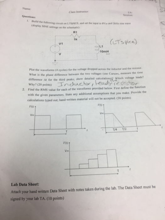 Build the following circuit on LTSPICE and set the | Chegg.com