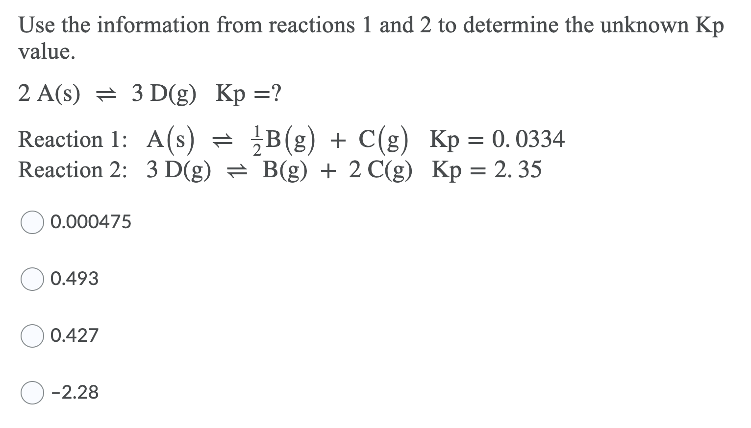 Solved Determine Kp for the reaction shown below. A2B2 (g) = | Chegg.com